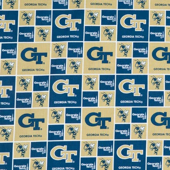 New 🔔 Georgia Tech Block Collegiate Cotton Fabric 💯 | NFL Shop